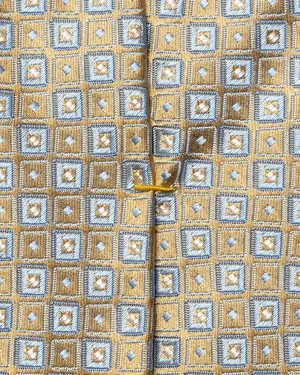 Eton Geometric Woven Silk Tie - Light Yellow