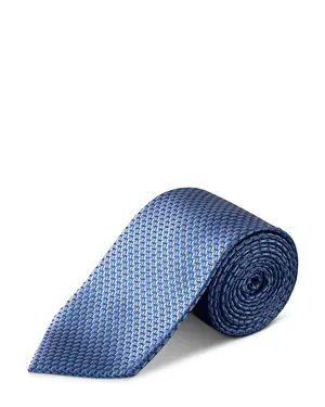 Eton Micro Geometric Woven Silk Tie Blue