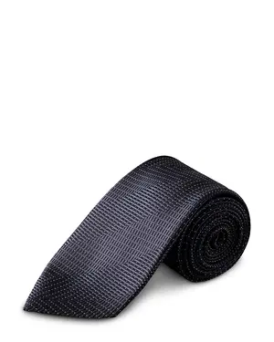Eton Herringbone Woven Silk Tie - Navy