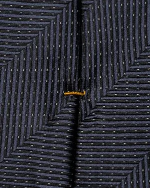 Eton Herringbone Woven Silk Tie - Navy
