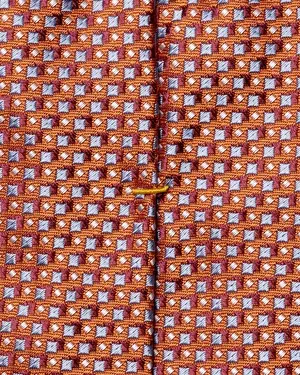 Eton Geometric Woven Silk Tie - Medium Orange