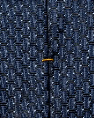 Eton Geometric Woven Silk Neck Tie - Dark Blue