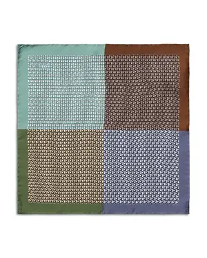 Eton Geometric Four Side Twill Pocket Square Multi