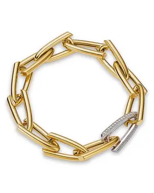 Roberto Coin 18k White And Yellow Diamond Pave Open Link Bracelet - Gold