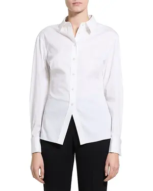 Theory Cutaway Collared Button Up Shirt - White