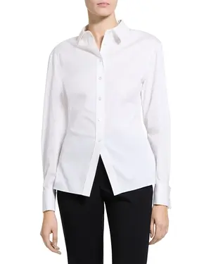 Theory Cutaway Collared Button Up Shirt - White