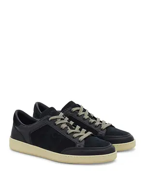 FERRAGAMO Gancini Leather Sneakers - Navy