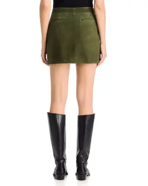 Theory Mini Leather Trouser Skirt - Ivy