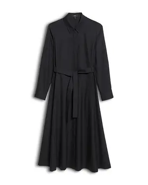 Theory Long Sleeve Belted Volume Drape Shirt Dress