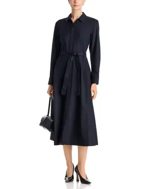 Theory Long Sleeve Belted Volume Drape Shirt Dress