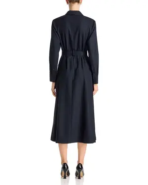 Theory Long Sleeve Belted Volume Drape Shirt Dress
