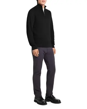 Theory Walton Cotton Quarter Zip Sweater - Black