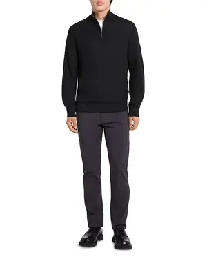 Theory Walton Cotton Quarter Zip Sweater - Black