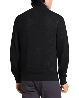Theory Walton Cotton Quarter Zip Sweater - Black