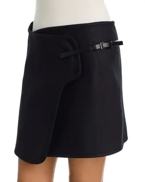 Helmut Lang Wool Blend Saddle Mini Skirt