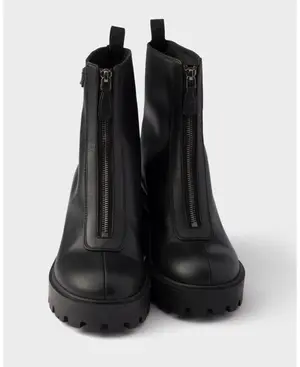 Prada Leather Ankle Boots With Zipper