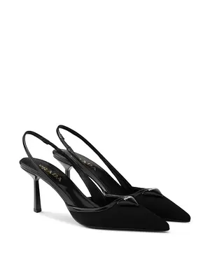 Prada Fabric Slingback Pumps - Black