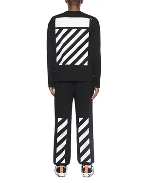 Off-White Cotton Diagonal Graphic Logo Drawstring Joggers