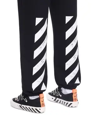 Off-White Cotton Diagonal Graphic Logo Drawstring Joggers
