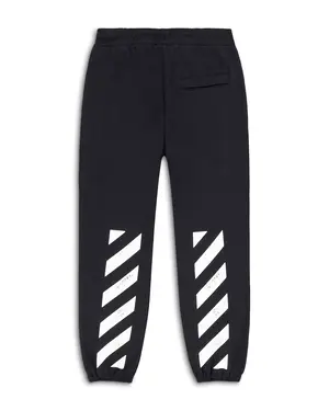 Off-White Cotton Diagonal Graphic Logo Drawstring Joggers