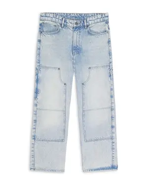Off-White Cotton Diagonal Graphic Carpenter Jeans