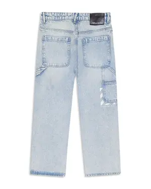 Off-White Cotton Diagonal Graphic Carpenter Jeans