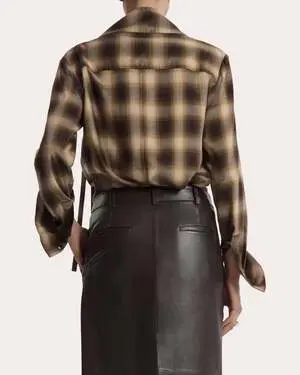 Co Plaid Asymmetric Drape Workwear Shirt