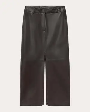 Co Leather Front-slit Midi Skirt