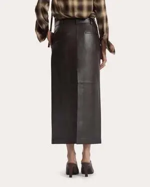Co Leather Front-slit Midi Skirt