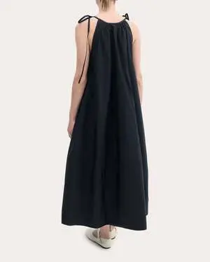 Co Tton Poplin Gathered Midi Dress