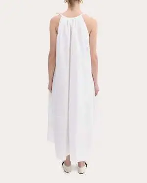 Co Tton Poplin Gathered Midi Dress