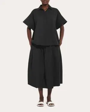 Co Tton Poplin Full Midi Skirt
