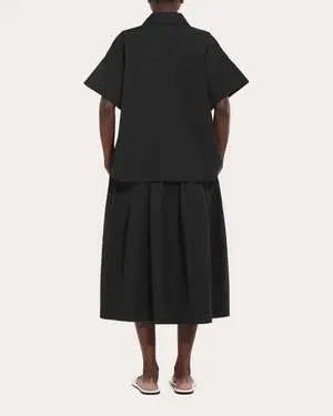 Co Tton Poplin Full Midi Skirt