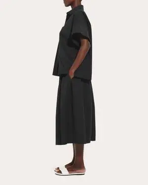Co Tton Poplin Full Midi Skirt
