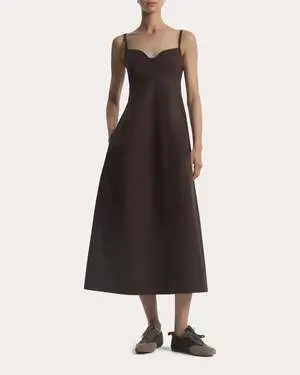 Co Tton Poplin Bustier Midi Dress