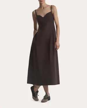 Co Tton Poplin Bustier Midi Dress