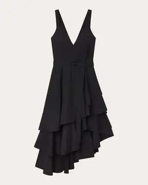 Co Tton Poplin Asymmetric Tiered Midi Dress