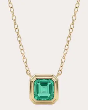Goshwara Emerald G-one Bezel Pendant Necklace - Green