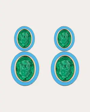 Goshwara Emerald Limited Edition Tiered Oval Drop Earrings - Green