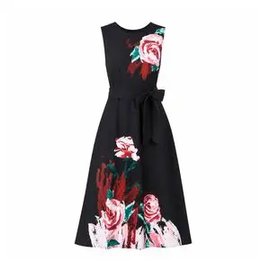 YUMI Abstract Floral Skater Midi Dress