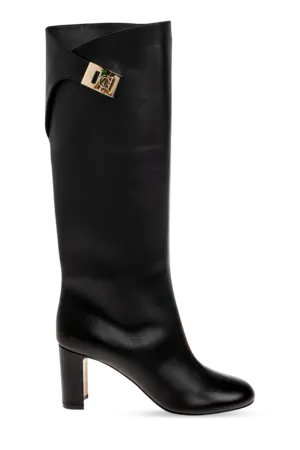 FERRAGAMO Elli" Leather Heeled Boots - Black