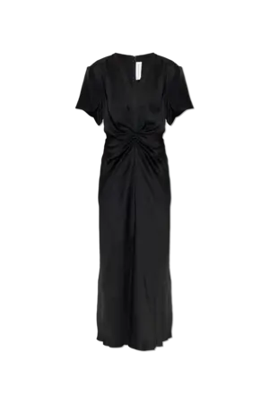 Victoria Beckham Satin Dress With Draping - Black