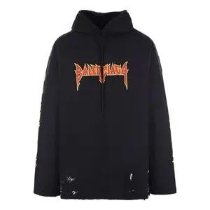 Balenciaga Metallica Hoodie Oversized Fit 'black Orange