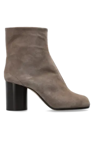 MAISON MARGIELA Suede Heeled Ankle Boots With ‘tabi’ Cut-out - Grey