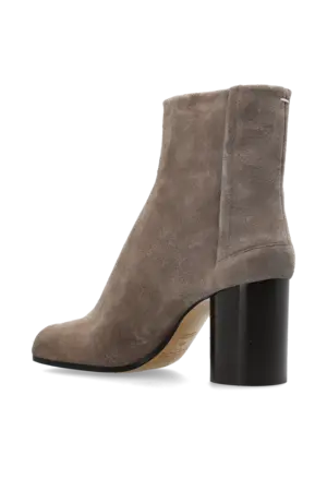 MAISON MARGIELA Suede Heeled Ankle Boots With ‘tabi’ Cut-out - Grey