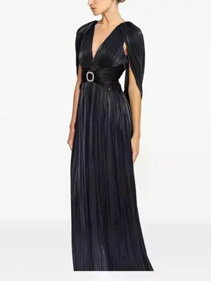 NISSA Open-back Chiffon Maxi Dress - Black