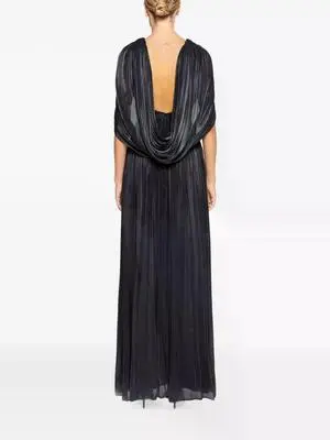 NISSA Open-back Chiffon Maxi Dress - Black