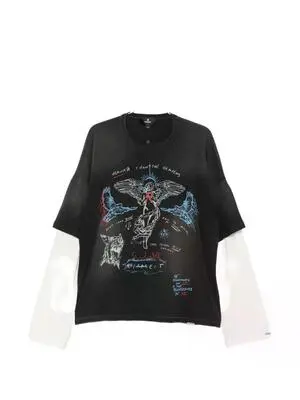 REPRESENT Graphic-print Layered-sleeve T-shirt - Black