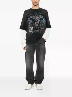 REPRESENT Graphic-print Layered-sleeve T-shirt