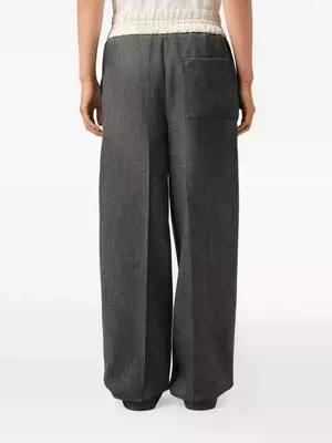 AMI Paris Elasticated-waist Wool And Satin Trousers